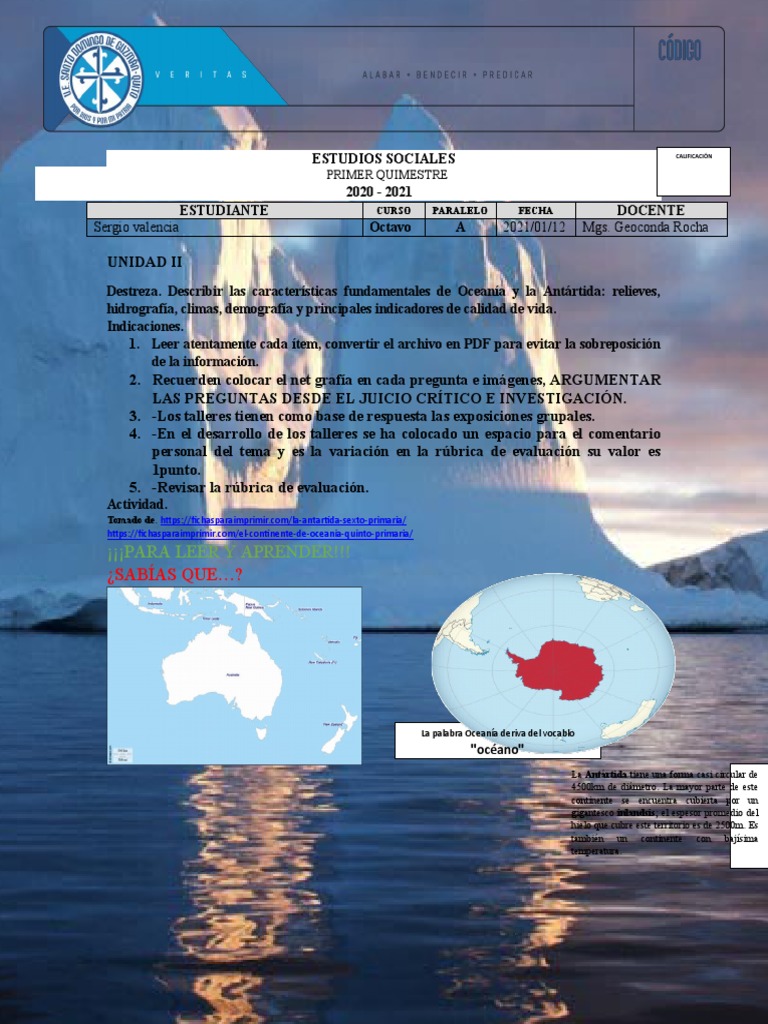 II. Continente Oceanía - Antártida | PDF | Antártida | Tierra