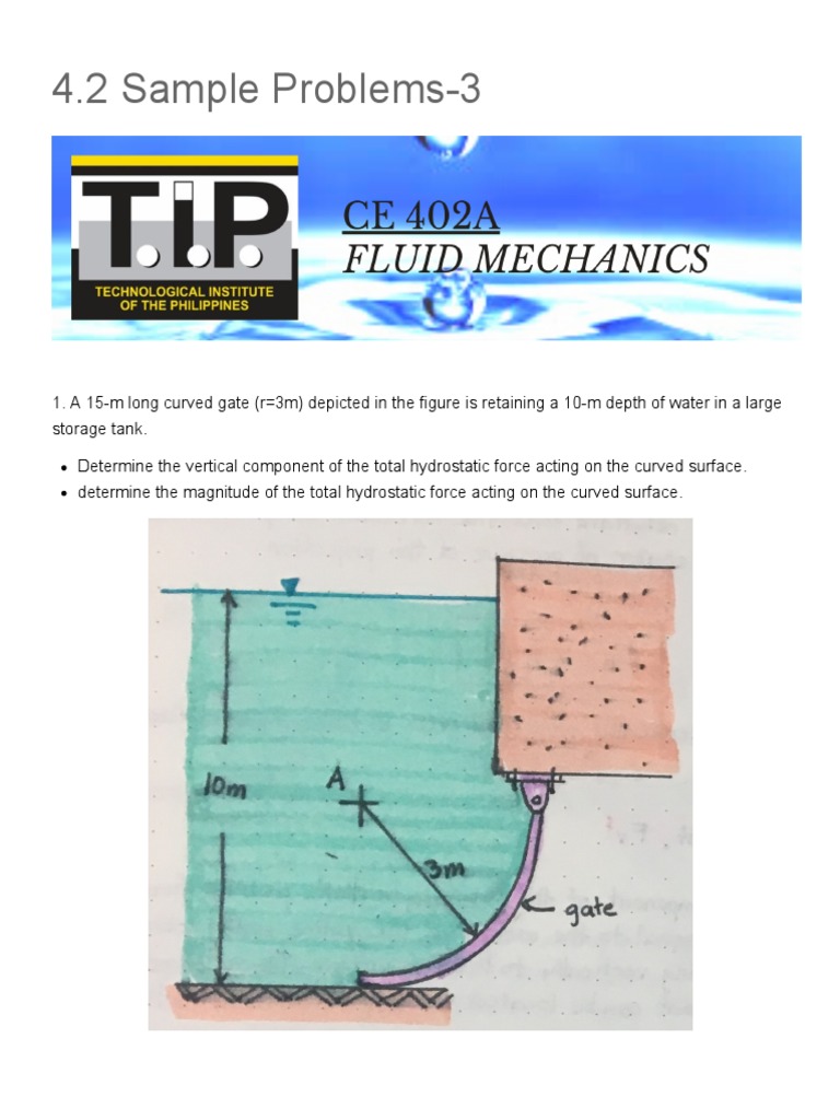 4.2 Sample Problems-3 - CE 309-CE22S2 - Fluid Mechanics | PDF