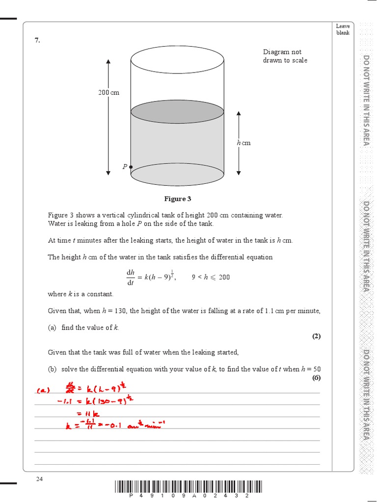 Solving a Differential Equation Describing the Draining of a ...