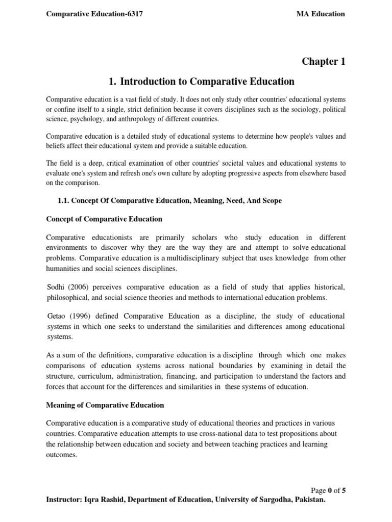 Chapter 1 Introduction To Comparative Education | PDF | Social Science ...
