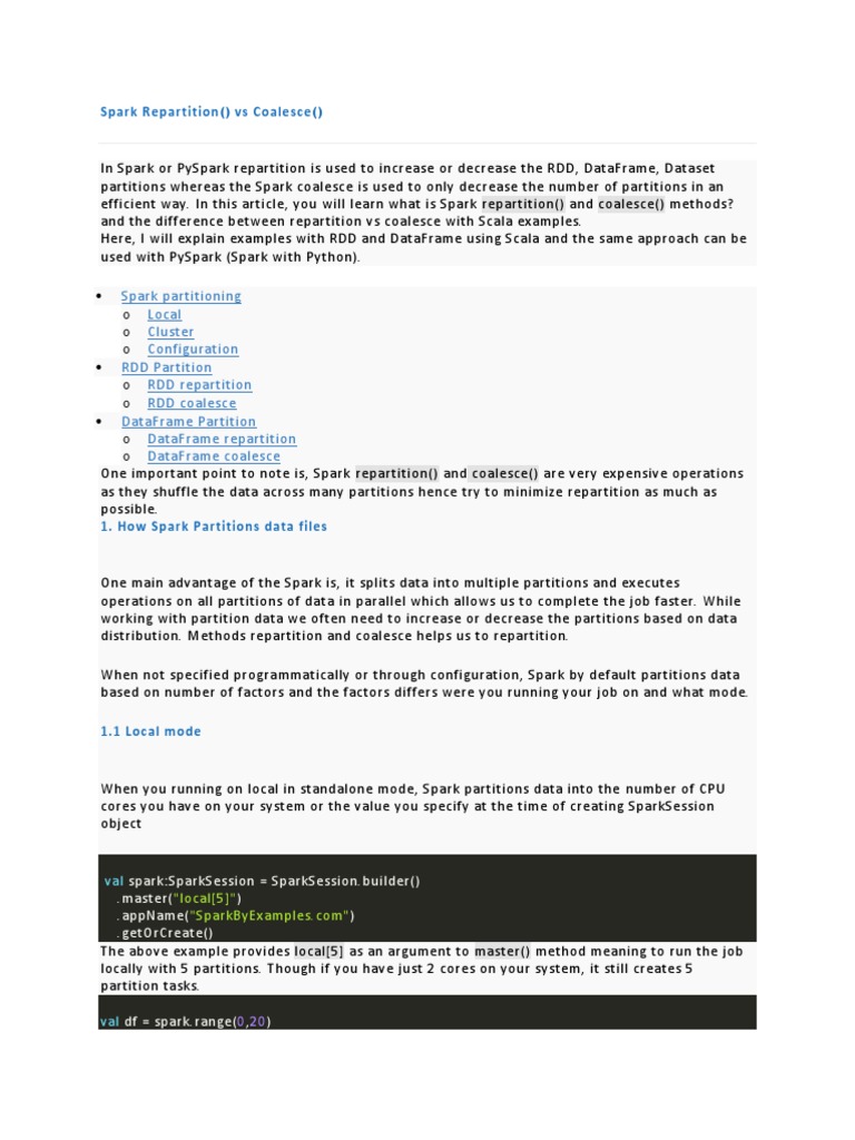 Spark Repartition1 | PDF | Apache Spark | Scala (Programming Language)