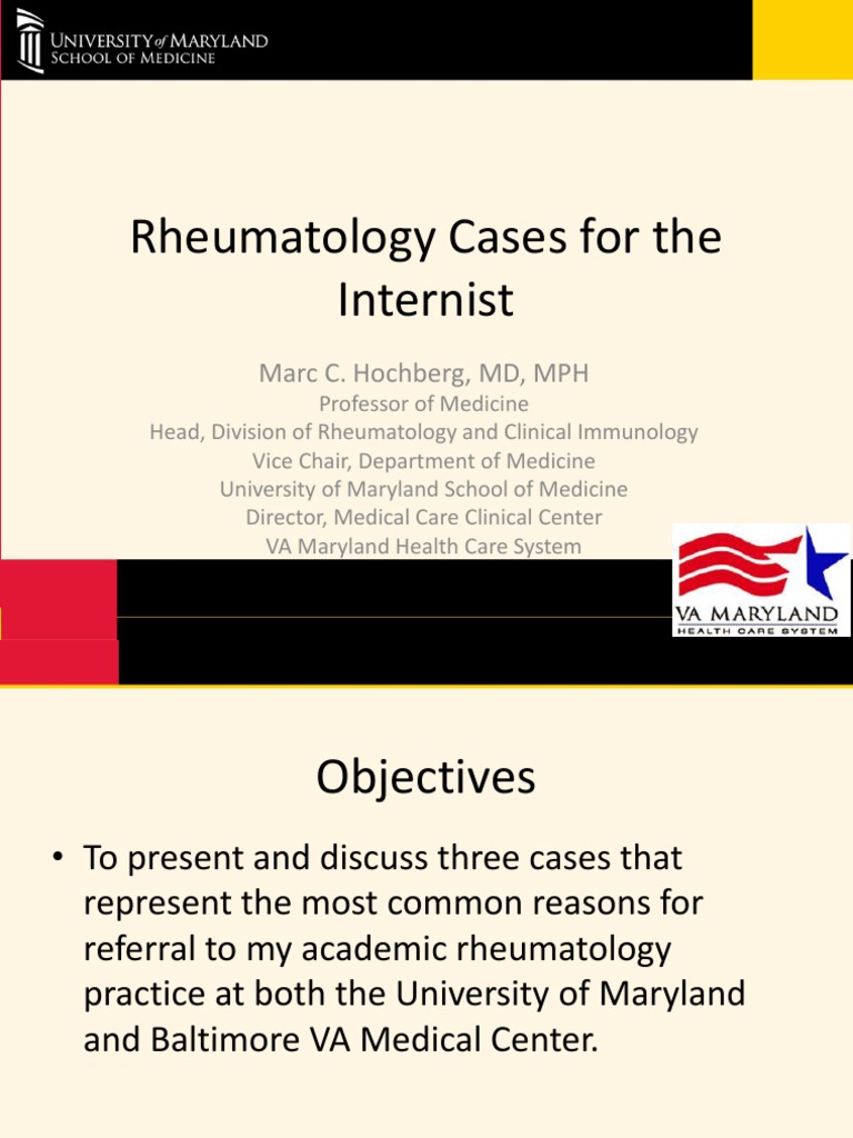 Rheumatology Cases For The Internist: Marc C. Hochberg, MD, MPH | PDF ...