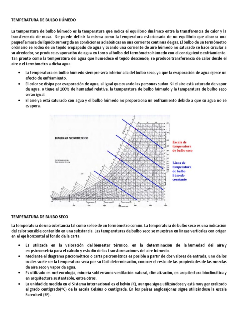 Temperatura de Bulbo Húmedo | PDF | Humedad | Temperatura