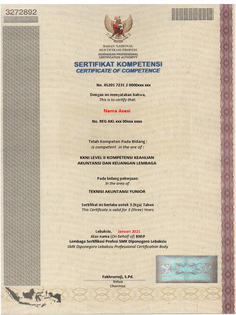 Draft Sertifikat Kompetensi Akl | PDF