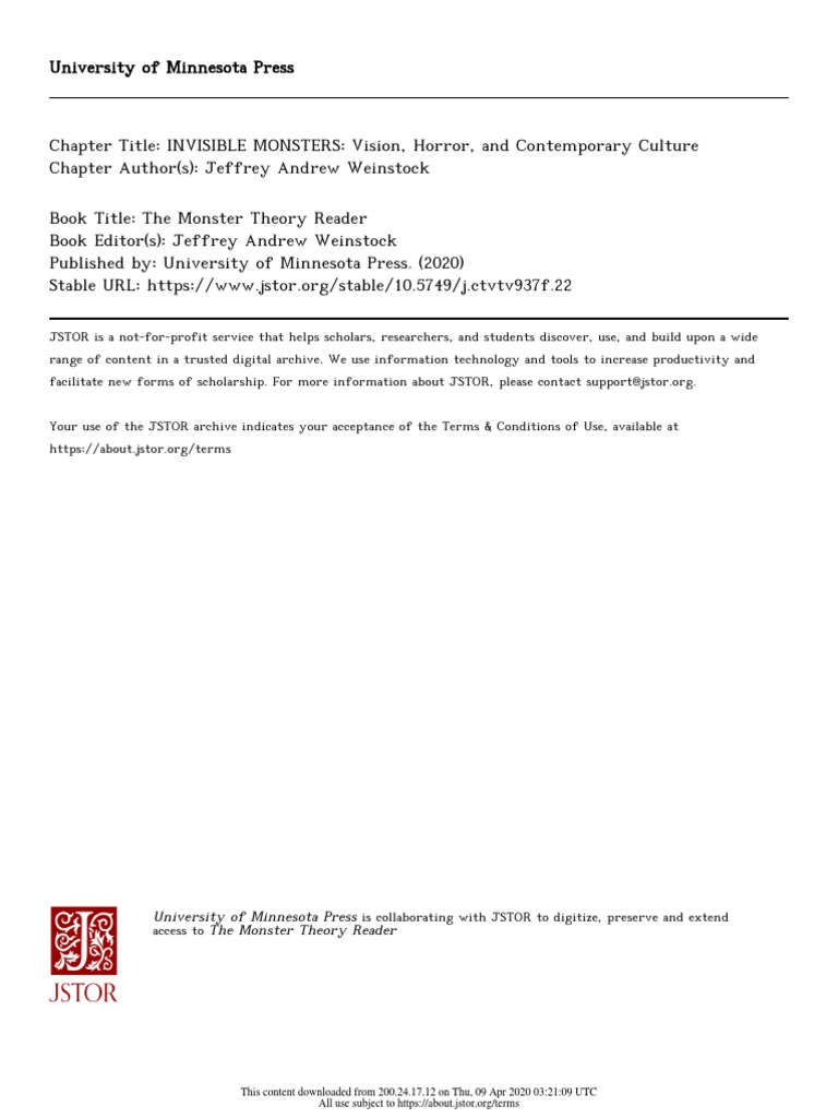 INVISIBLE MONSTERS - Jeffrey Andrew Weinstock | PDF | Dracula | Mina Harker