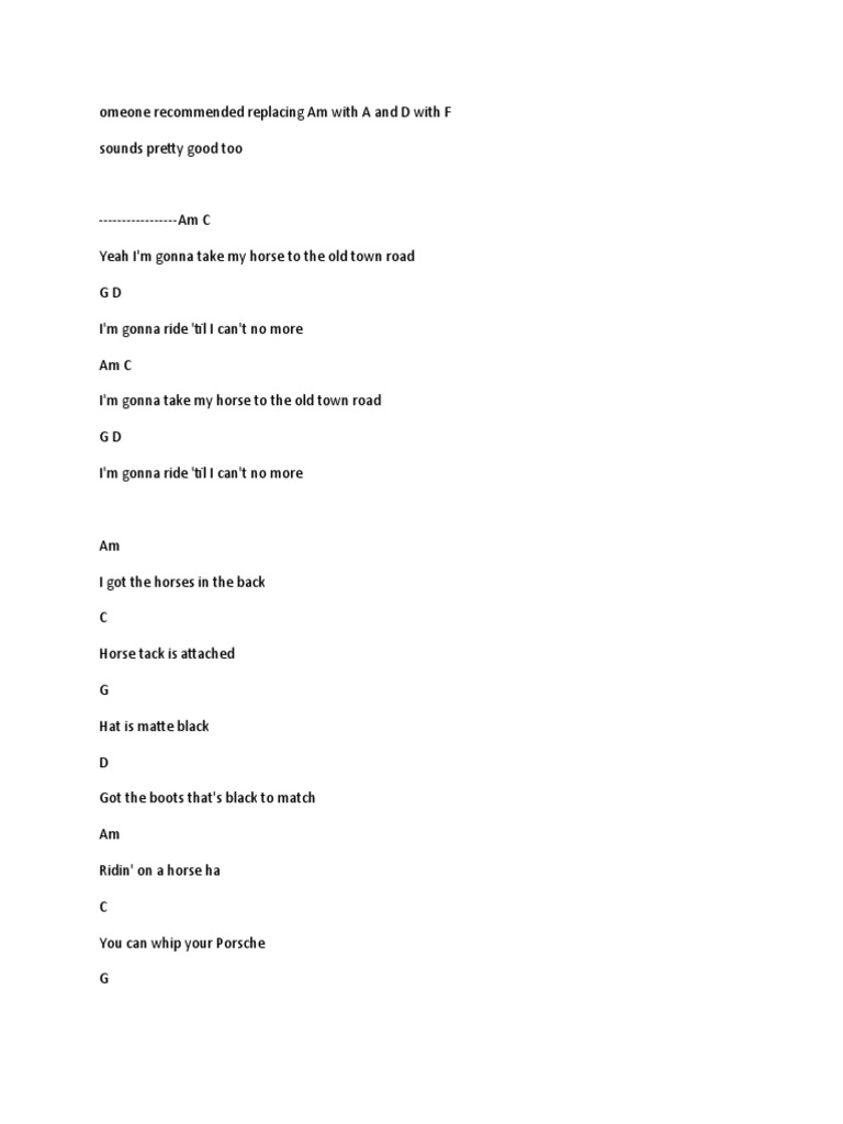 Old Town Road Chords and Lyrics | PDF