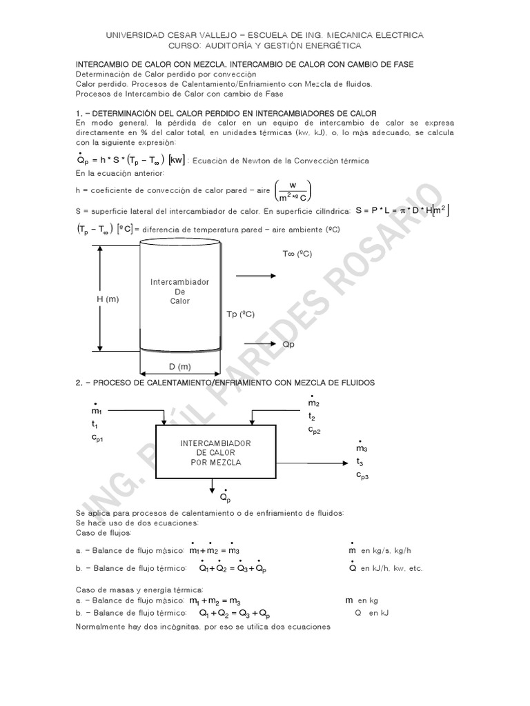 CLASE 2 Auditorías de Procesos de Intercambio de Calor y Con Cambio de Fase | PDF ...