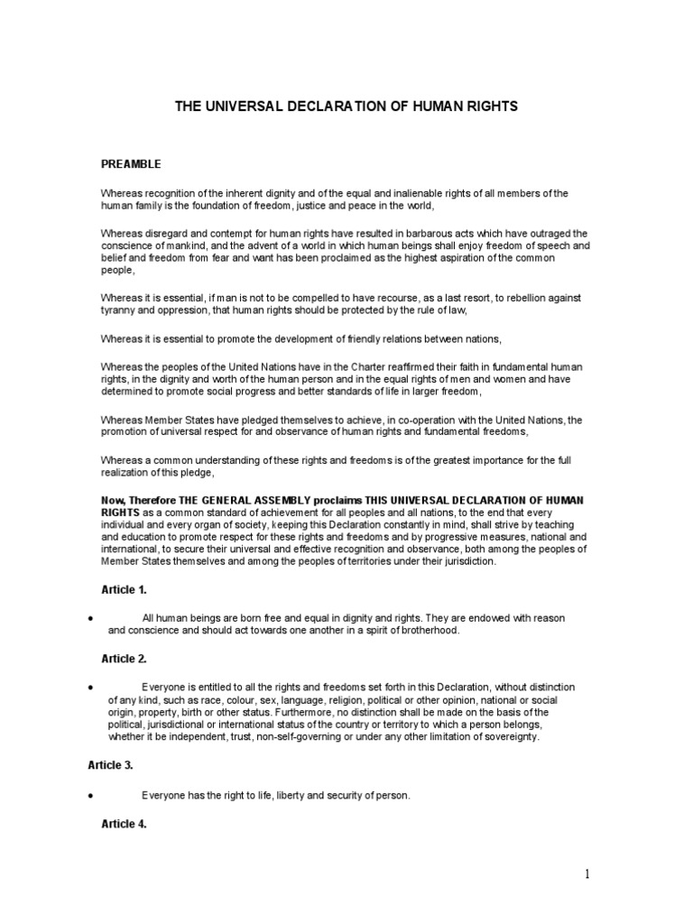 The Universal Declaration of Human Rights | PDF | Public Law | Policy