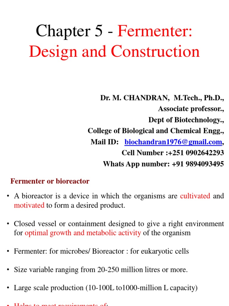 Chapter - IV - B Fermenter - Design and Construction | PDF ...