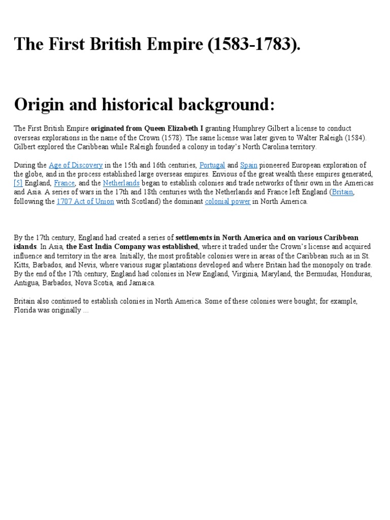 The First British Empire | PDF | Travel | History