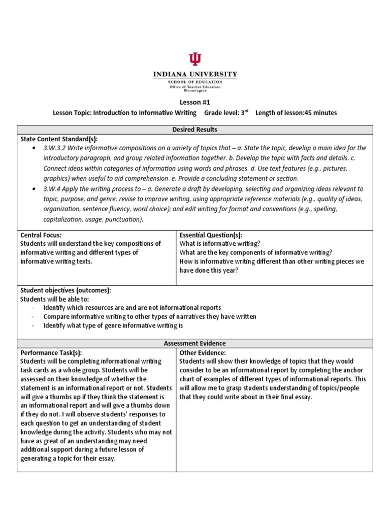 Introduction To Informative Writing | PDF | Question | Teaching