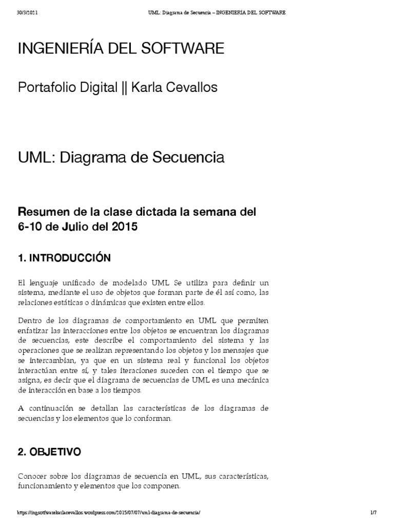 UML - Diagrama de Secuencia - INGENIERÍA DEL SOFTWARE | PDF | Lenguaje de modelado unificado ...