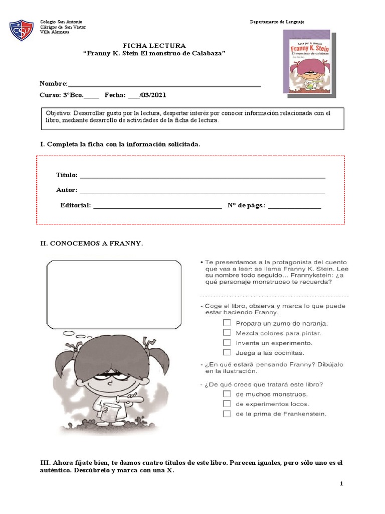 Leng - Ficha Lectura - 3°bco. | PDF