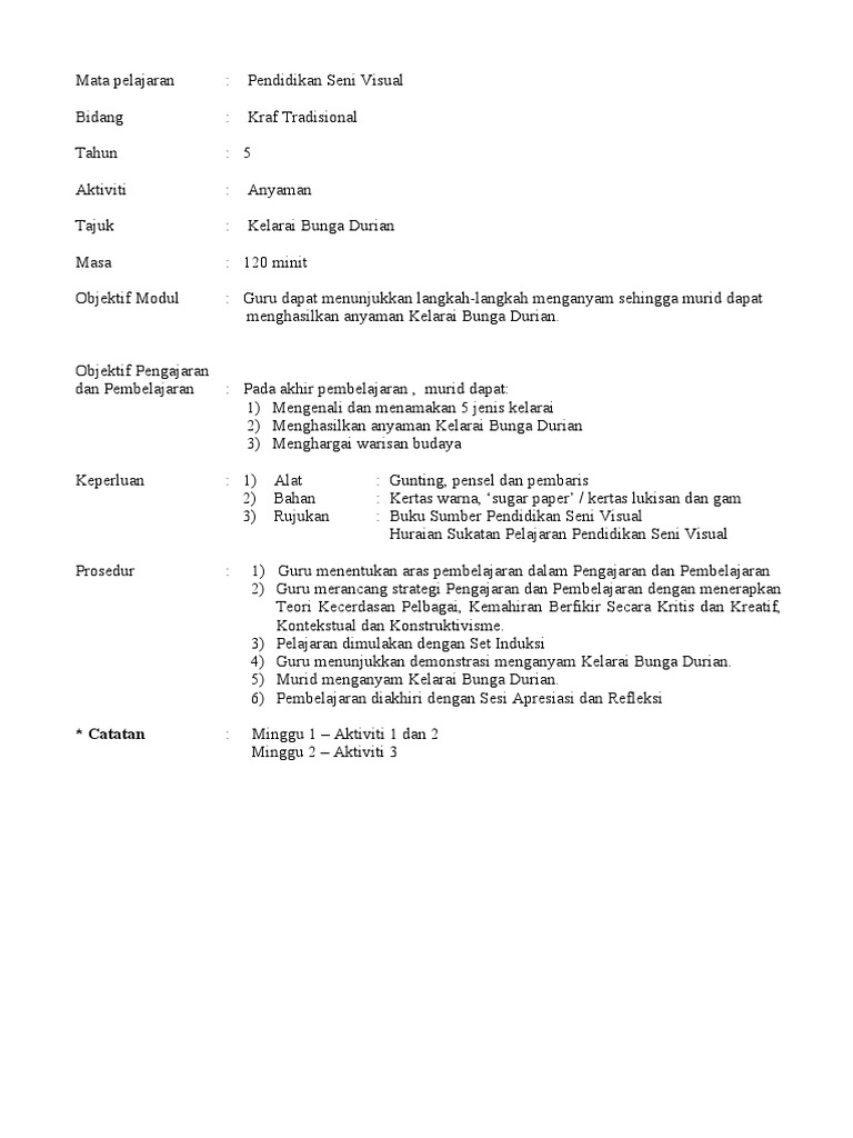 ANYAMAN - Kelarai Bunga Durian | PDF