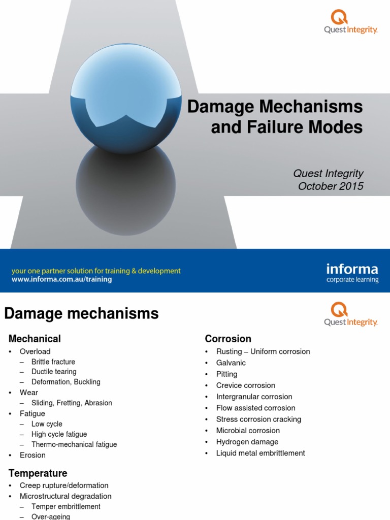 Damage Mechanisms and Failure Modes: Quest Integrity October 2015 | PDF ...