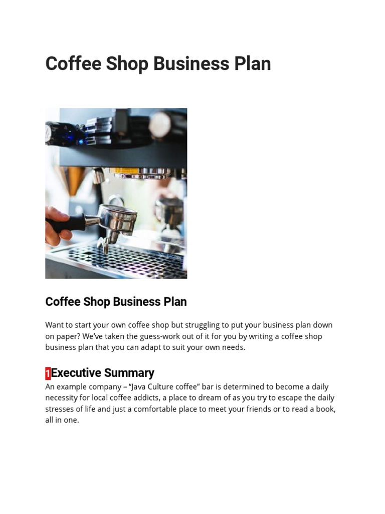 Coffee Shop Business Plan | PDF | Coffee | Drink
