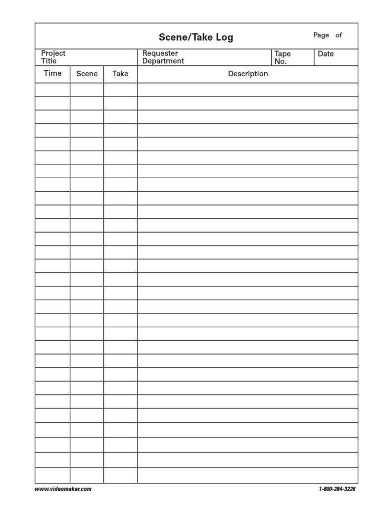 Scene Take Log | PDF | Business | Technology & Engineering