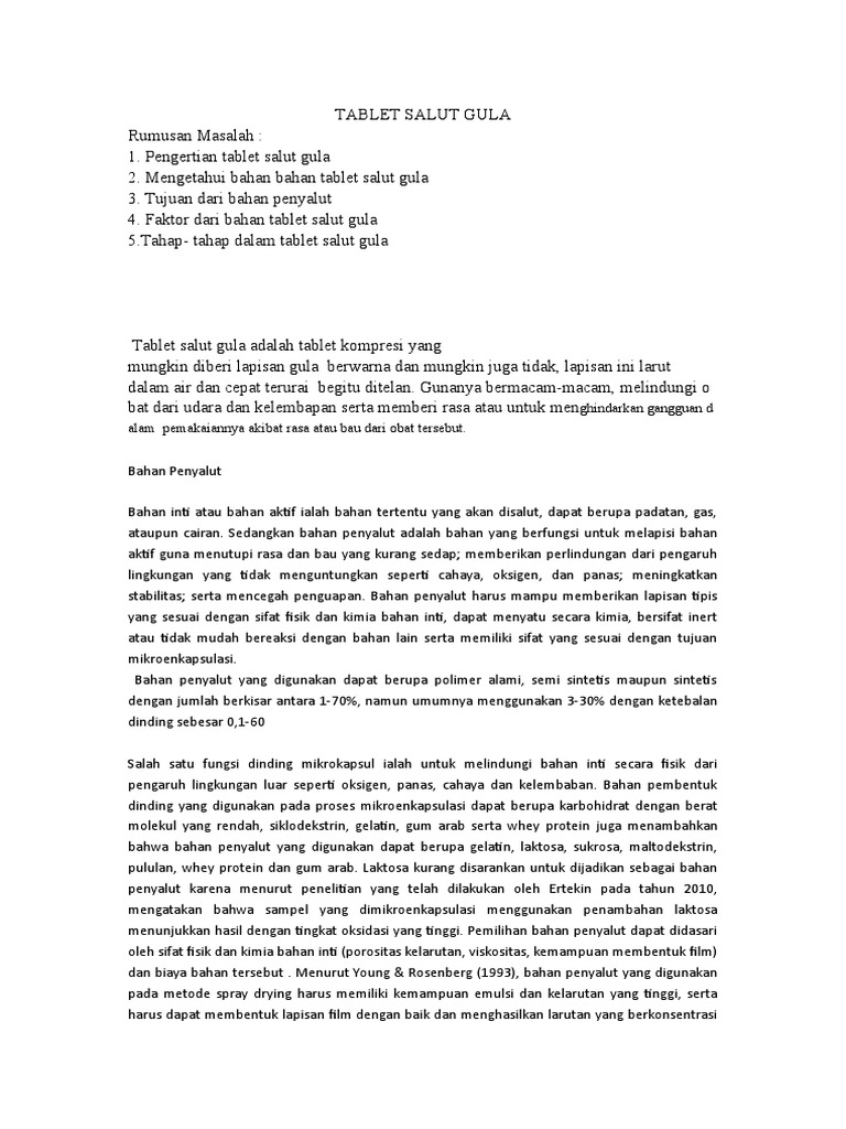 Bahan Tablet Salut Gula | PDF | Sains & Matematika