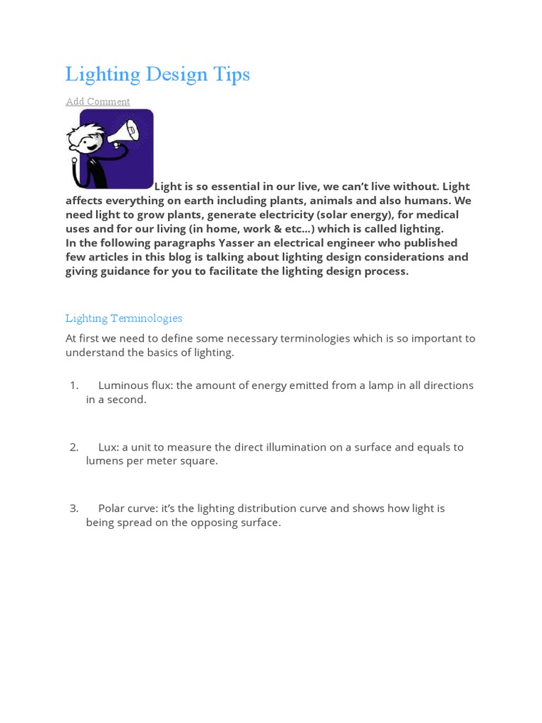 Lighting Design Tips | PDF | Lighting | Light