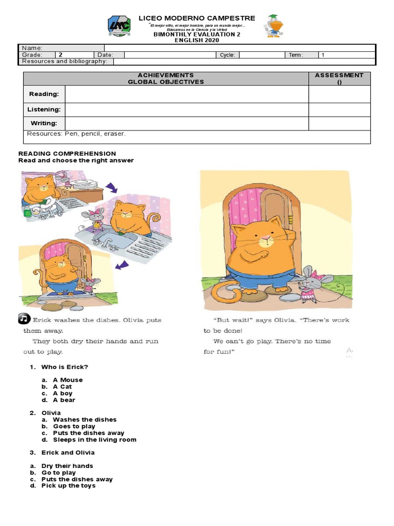 Bimonthly Test Second Grade First Term | PDF | Cognition