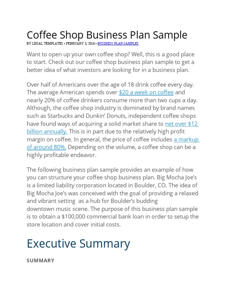 Coffee Shop Business Plan Sample | PDF | Retail | Capital Structure