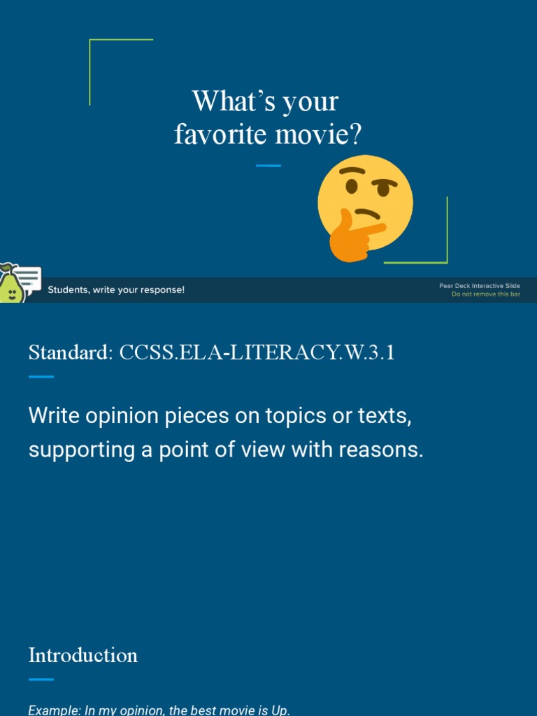 Writing Opinion Pieces Peardeck | PDF