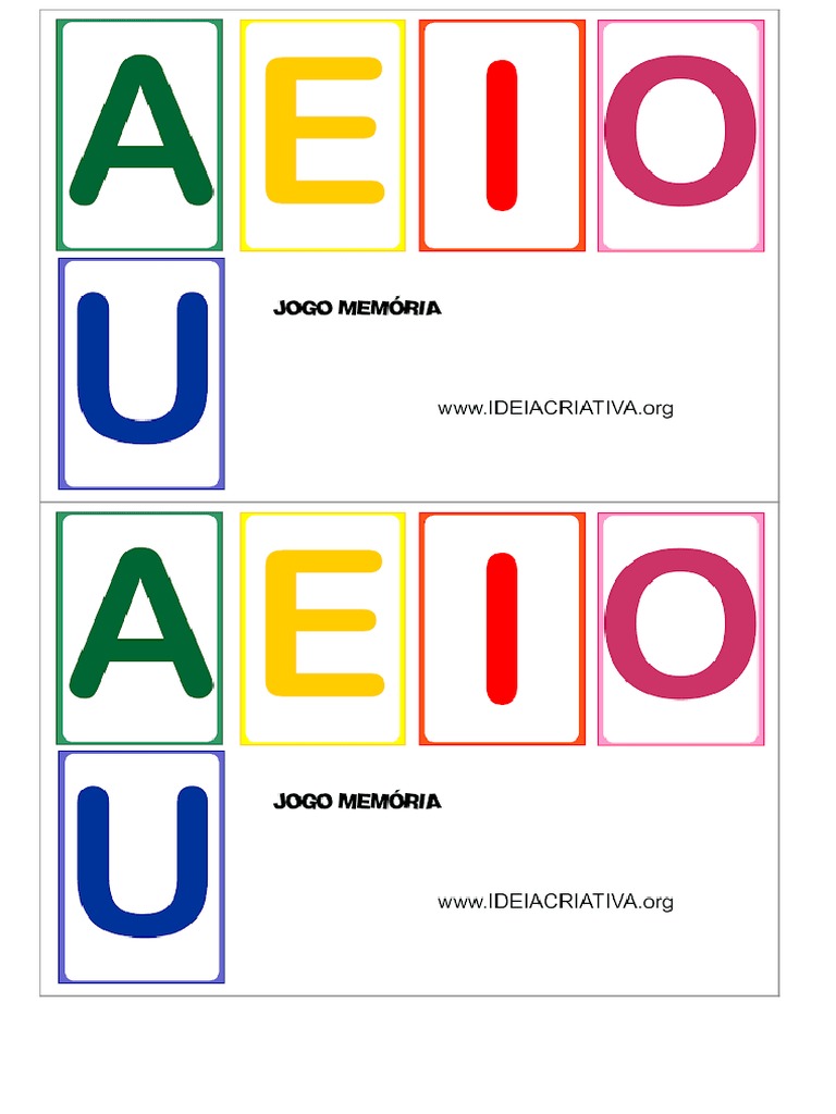 Jogo Da Memoria Vogais Jogo Da Memoria Vogais