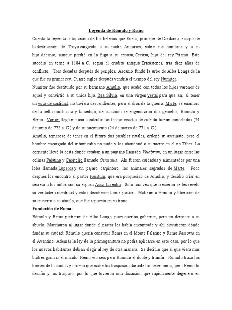 Leyenda de Rómulo y Remo: Fundación de Roma | PDF | Romulus y Remus ...