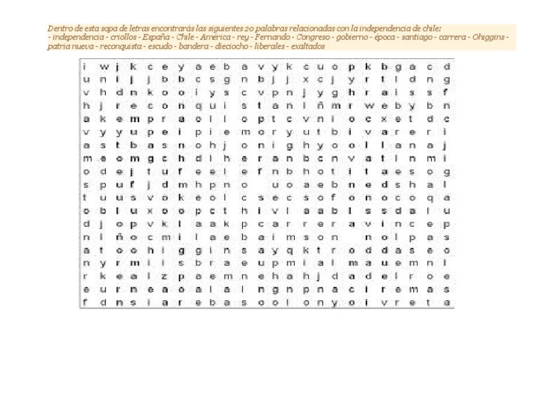 Sopa de Letras de La Independencia | PDF