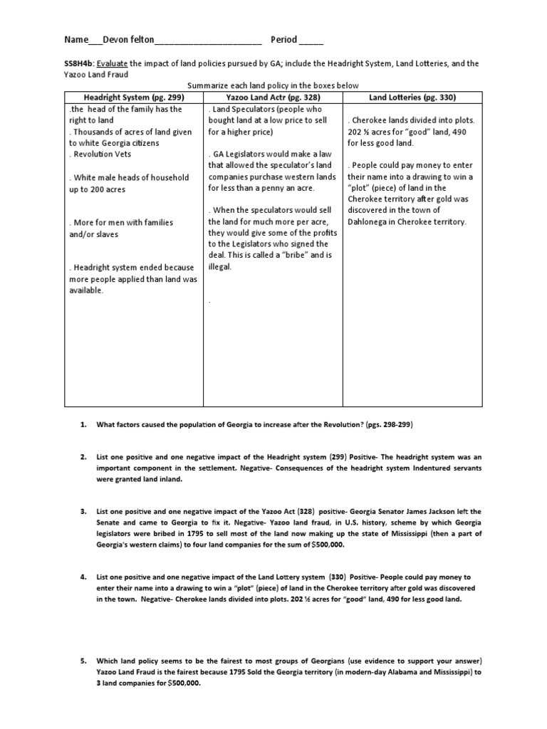 SS8H4 Land Policies and Indian Removal Spray | PDF | Trail Of Tears ...