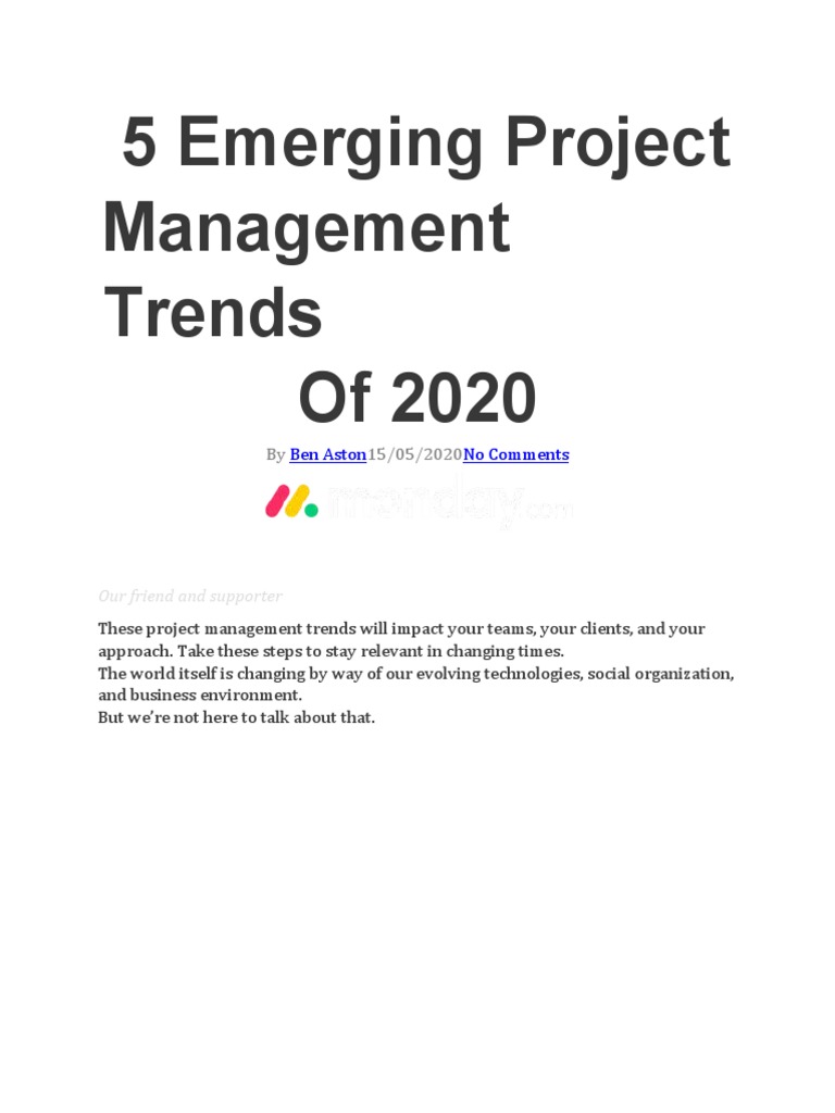 5 Emerging Project Management Trends of 2020 | PDF | Artificial ...