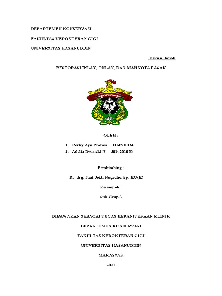 Restorasi Indirect: Inlay, Onlay, Mahkota | PDF