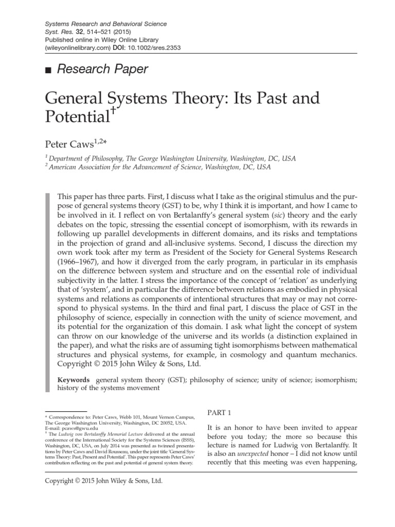 General Systems Theory | PDF | Systems Theory | System