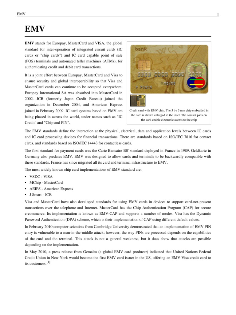 Understanding the EMV Global Standard for Interoperability Between Chip ...