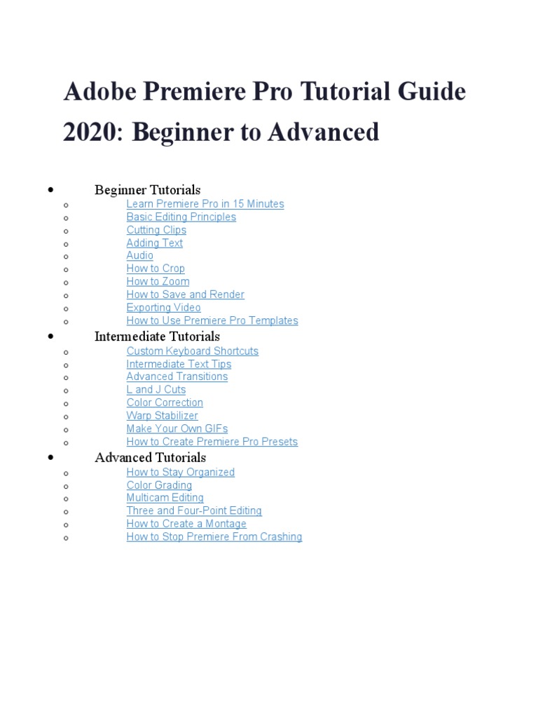Adobe Premiere Pro Tutorial Guide 2020