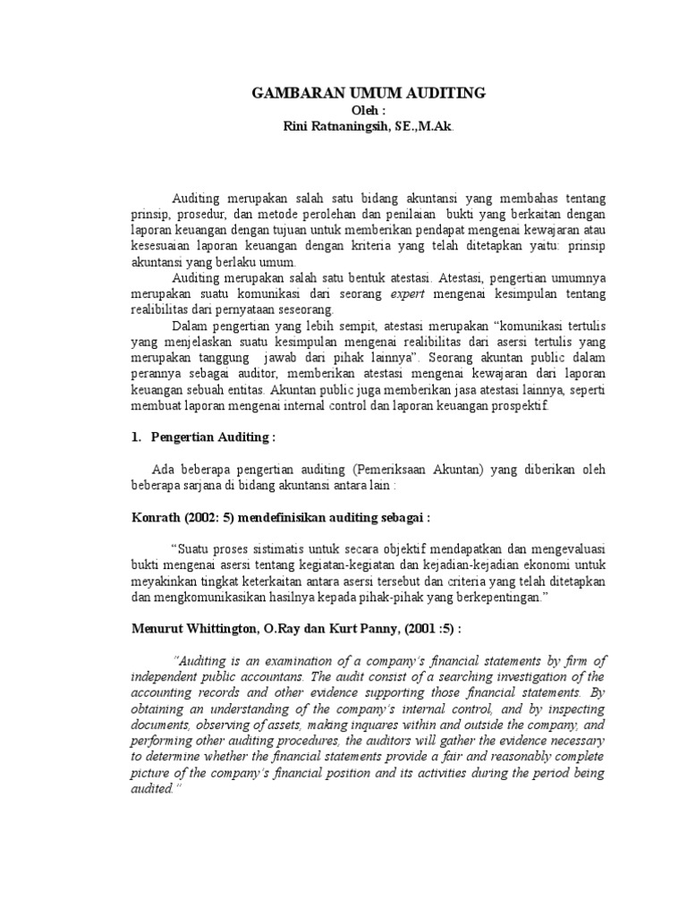 Pengertian dan Proses Auditing Akuntansi | PDF | Pengelolaan Keuangan & Uang