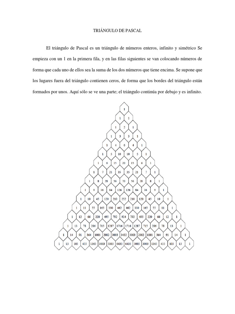 Triángulo de Pascal hasta el 20 | PDF