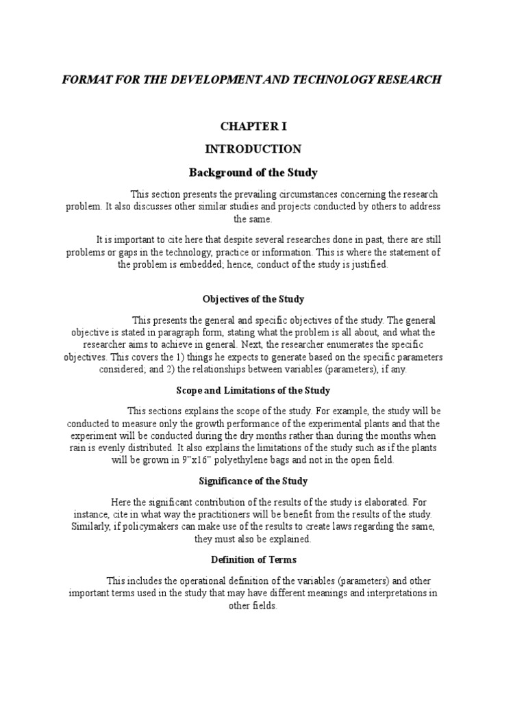 Format For The Development and Technology Research | PDF | Data ...