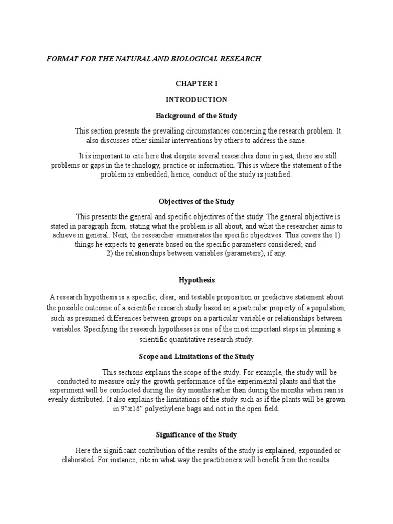 Format For The Natural and Biological Research | PDF | Design Of ...
