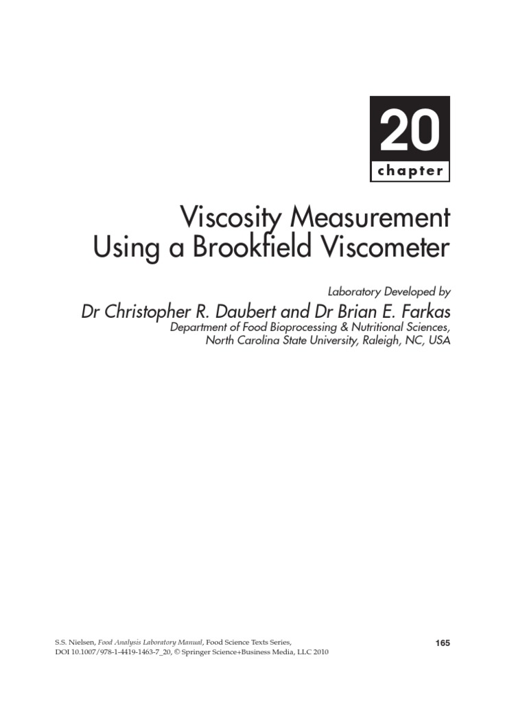 Viscosity Measurement Using A Brookfield Viscometer | PDF | Rheology ...