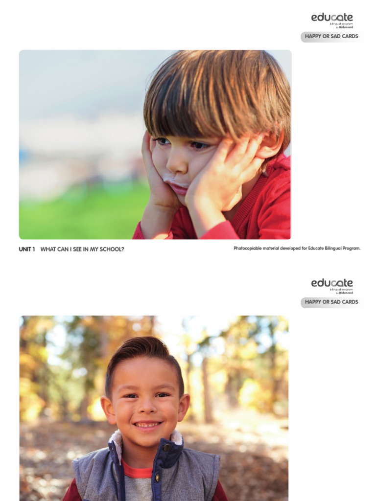 Flashcards - Happy and Sad Kids | PDF