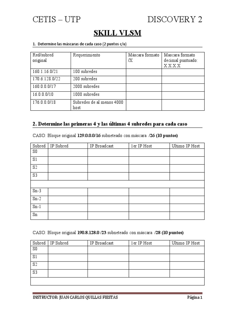 Tarea VLSM | PDF | Dirección IP | Telecomunicaciones