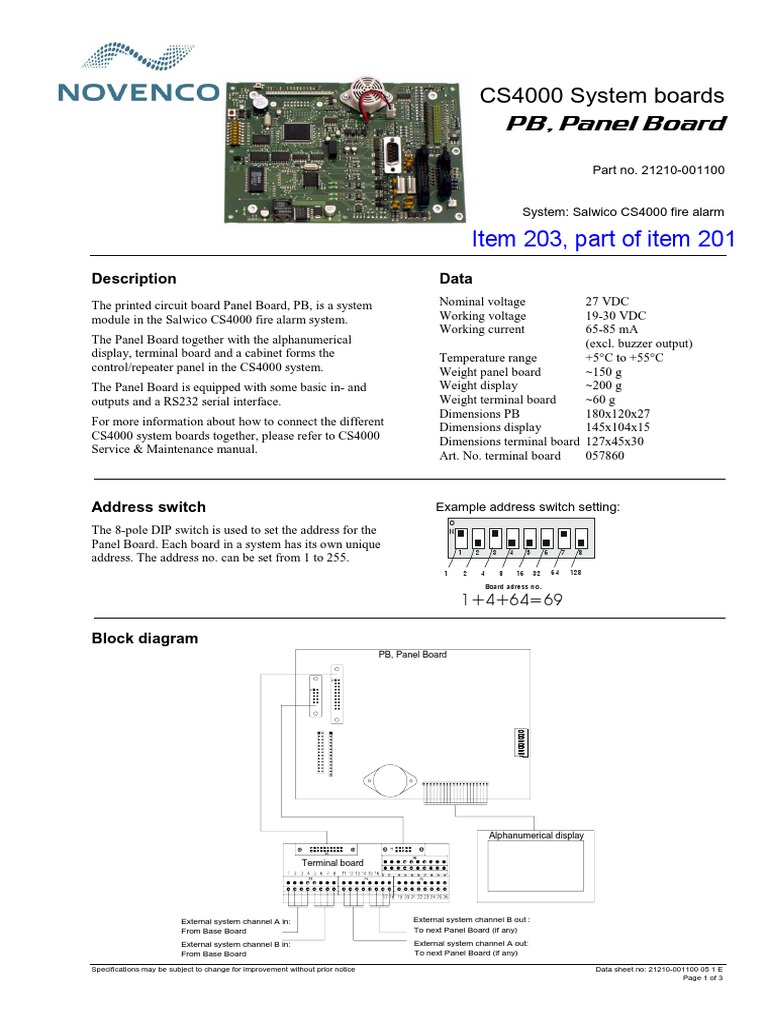 CS4000 System Boards PB, Panel Board: Item 203, Part of Item 201 | PDF ...