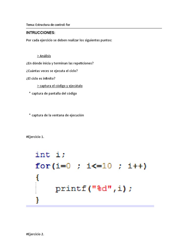 Ejercicios de Estructura For en Programación | PDF | Métodos y ...