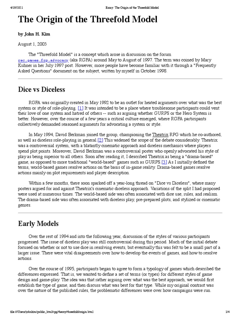 The Origin of The Threefold Model | PDF | Role Playing Games | Role Playing