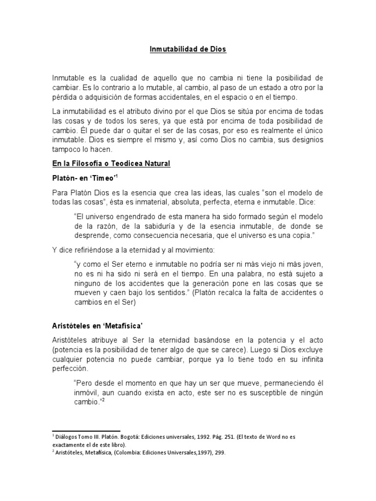Inmutabilidad de Dios | PDF | Dios | Esencia