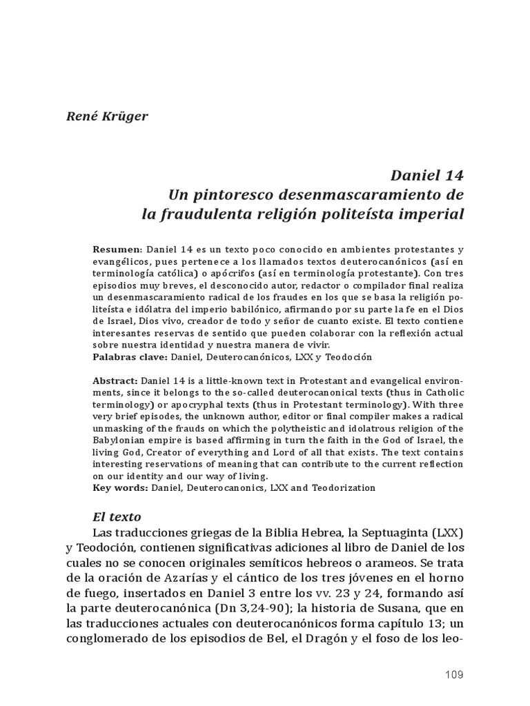 Daniel 14, René Kruger | PDF | Septuaginta | Libro de daniel