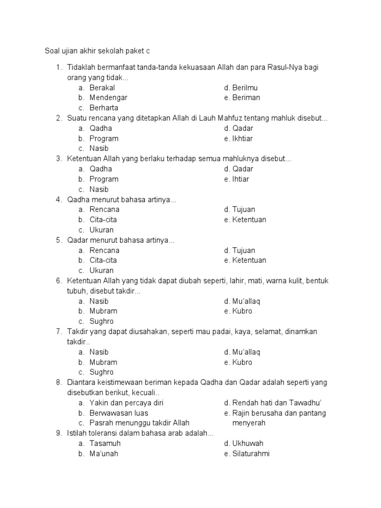 Soal Ujian Akhir Sekolah Paket C | PDF