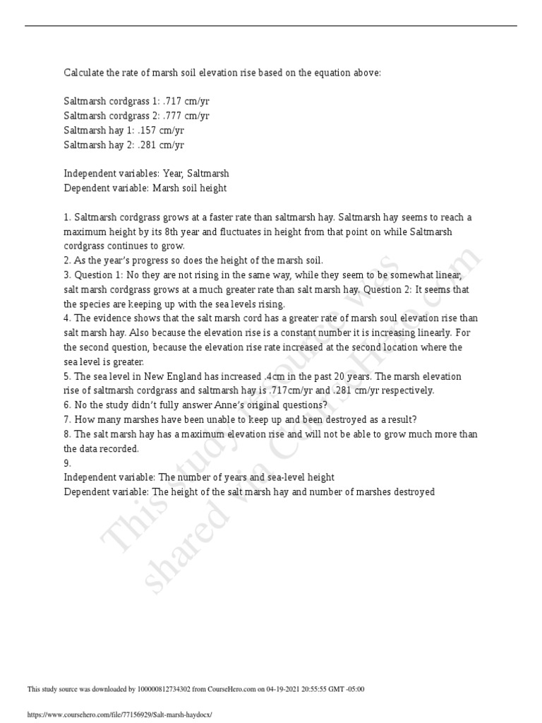 Salt Marsh Hay | PDF | Sea Level | Physical Geography