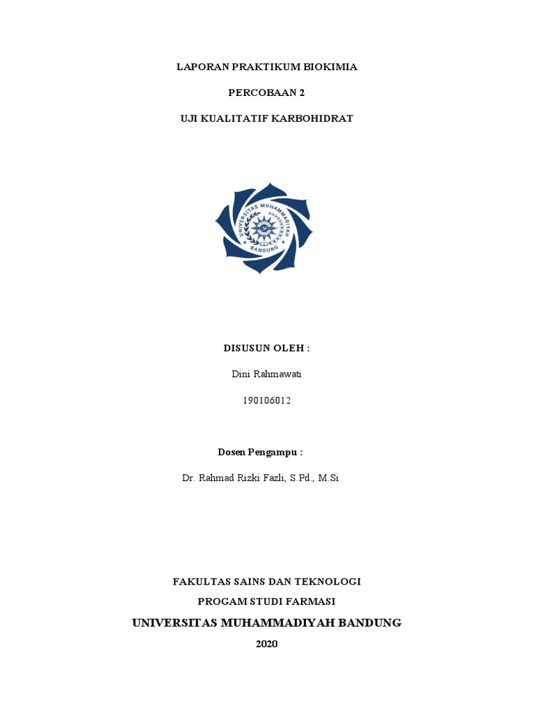 Laporan Biokimia 2 - Dini Rahmawati - 190106012 | PDF | Sains & Matematika